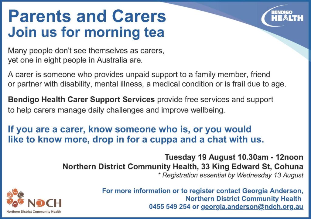 Parents and Carers Morning Tea: Cohuna - Carers Victoria